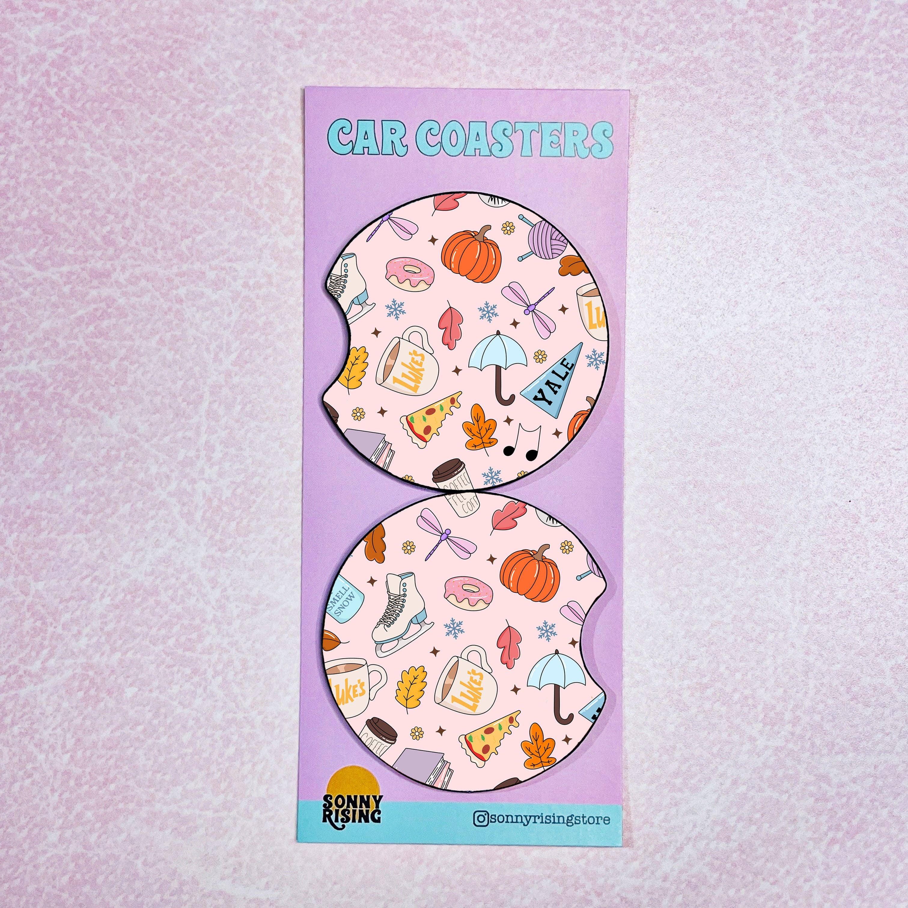2 Car Coasters, Gilmore Icons – Urban Reflections